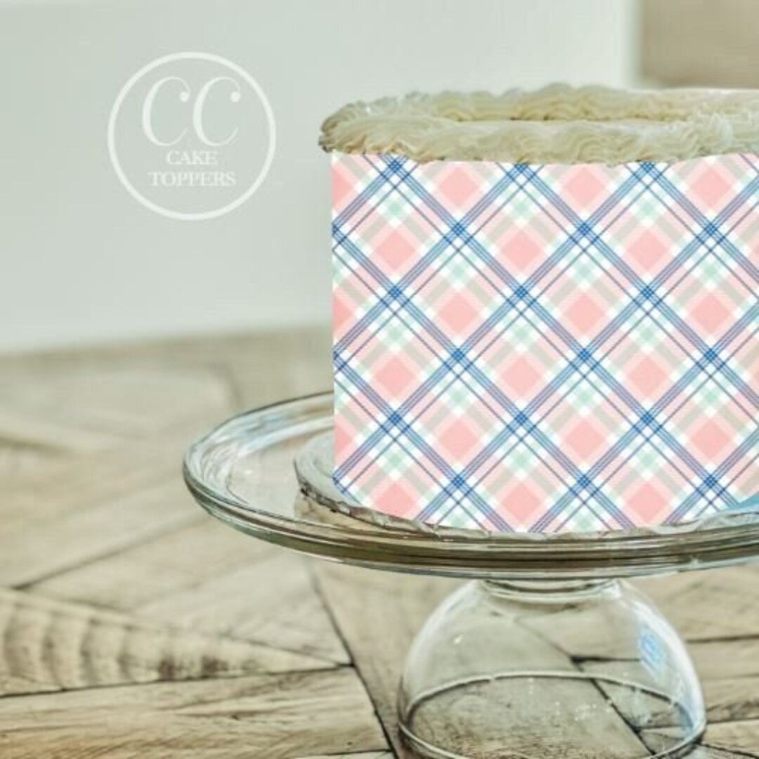 Pastel Pink Plaid Cake Wrap Edible Image Frosting Strip - Etsy