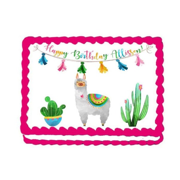 Llama and Cactus Cake Topper - Etsy