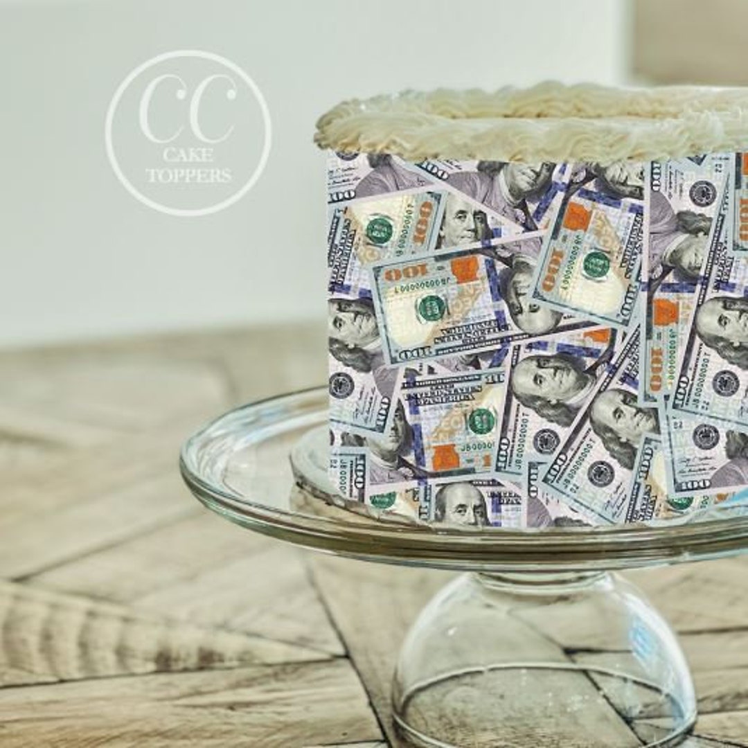 Show Me the Money 100 Dollar Bill Cake Wrap Edible Image Frosting Strip ...