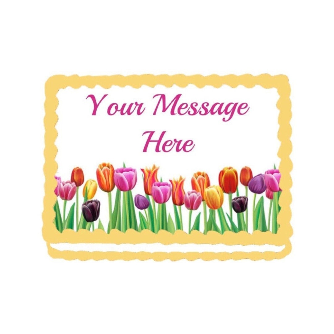 Floral Tulip Border Edible Image Cupcake & Cake Toppers Free - Etsy