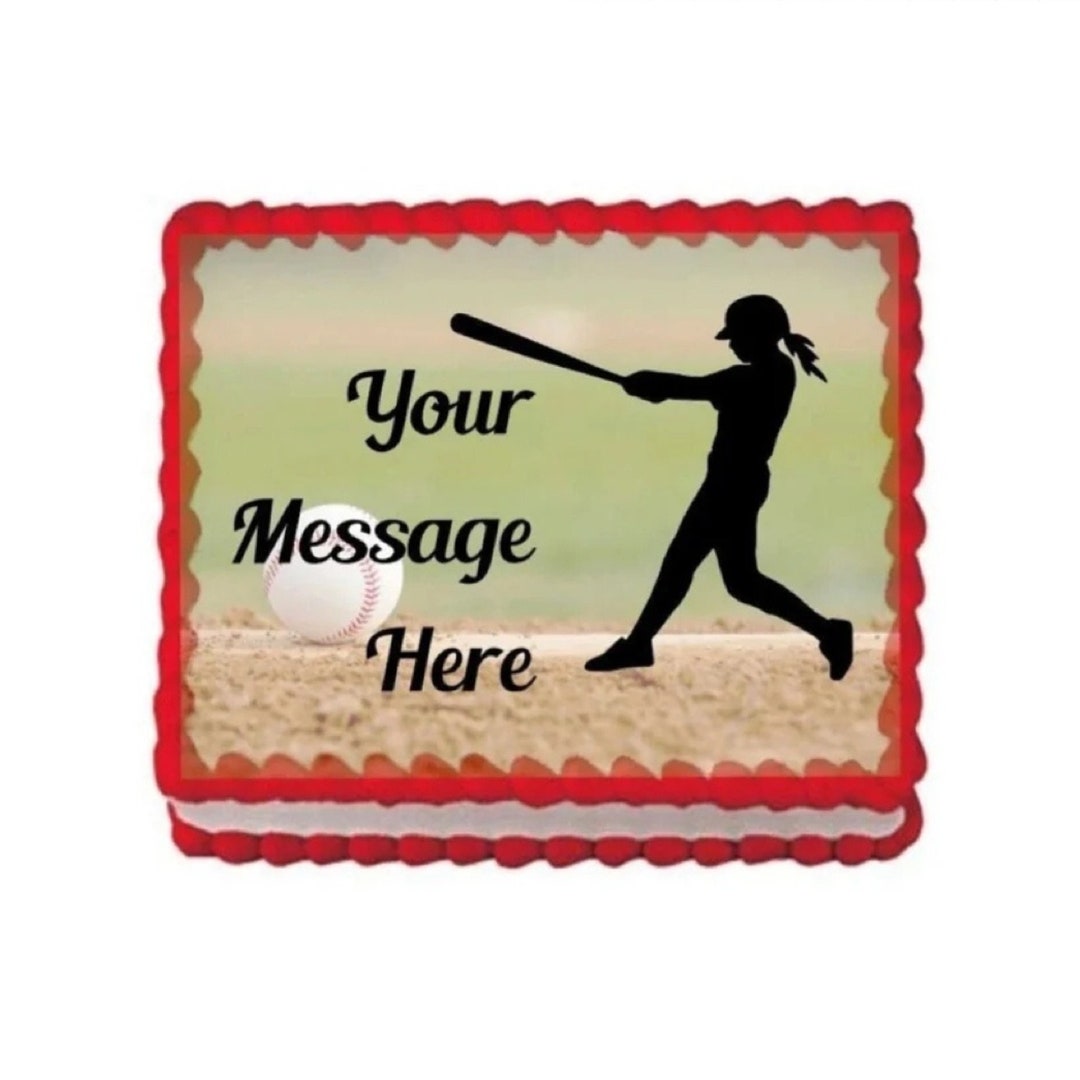 Softball Edible Image Cupcake & Cake Toppers Free Personalization - Etsy