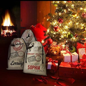 Santa Sack, Embroidered Santa Sack, Canvas Santa Sack for Kids ...