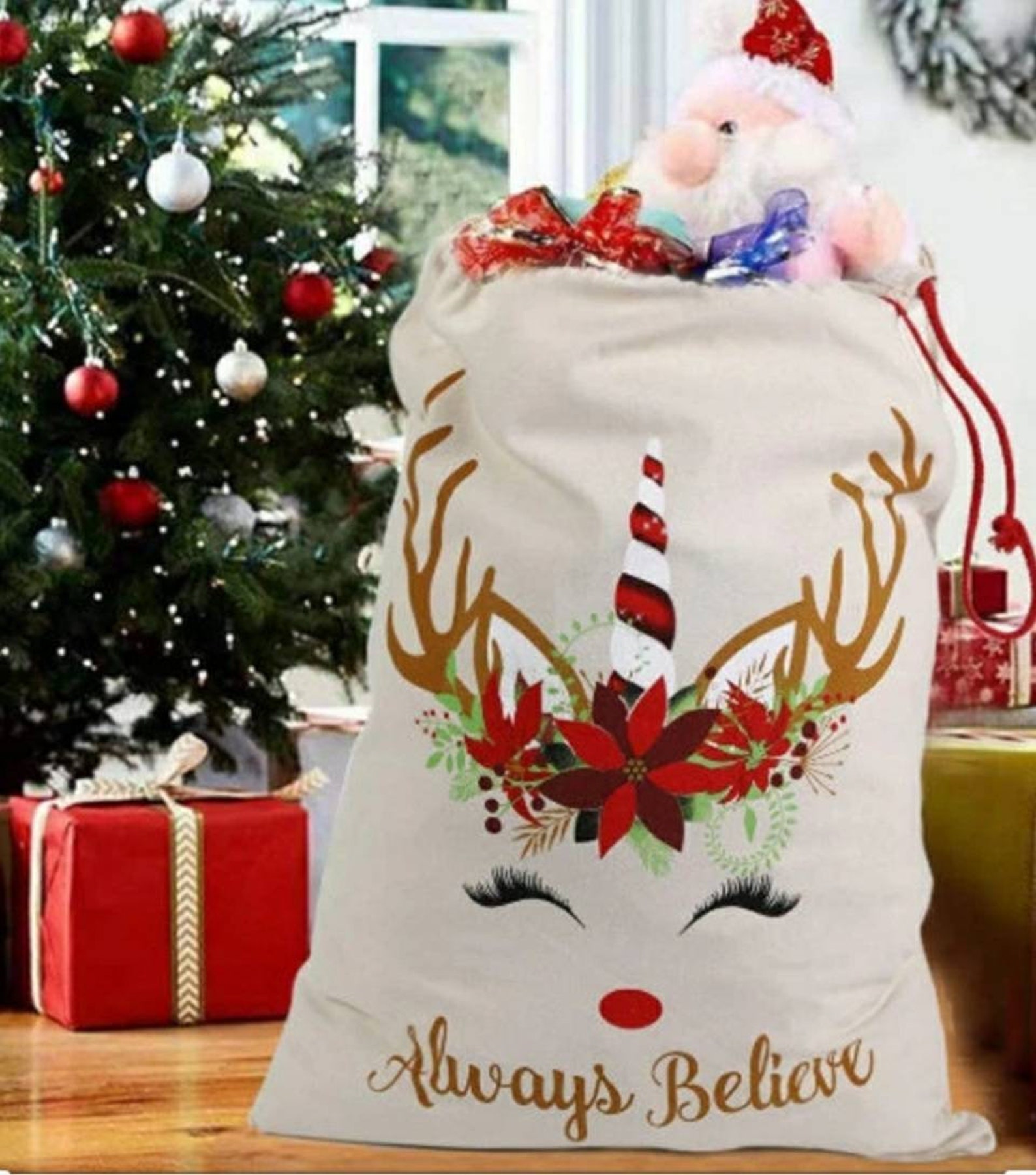 Santa Sack Embroidered Santa Sack Canvas Santa Sack for - Etsy