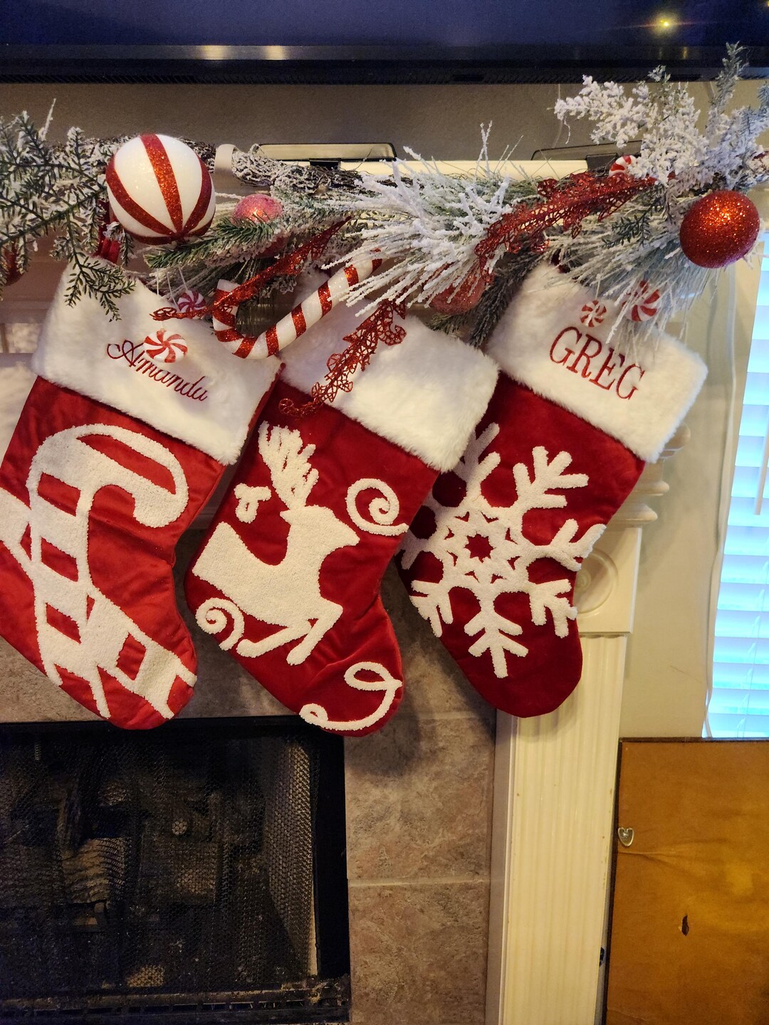 Personalized Candy Cane Christmas Stocking | Custom Embroidered Name ...