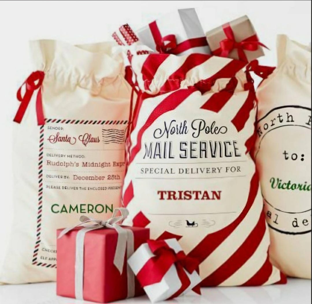 Personalized Santa Sack, Canvas Santa Sack for Kids, Santa Sack ...