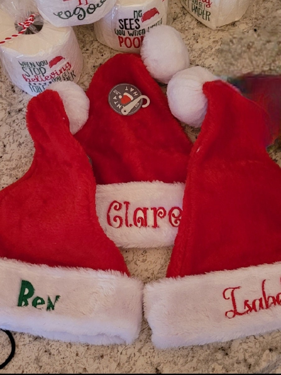 Personalized Santa Hats, Embroidered Santa Hats, Gift for Kids, Gift ...