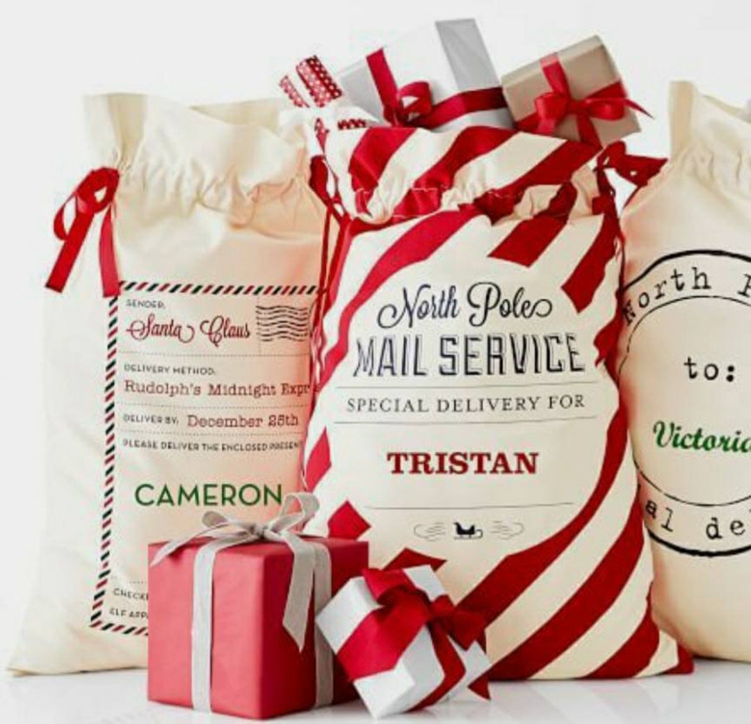 Personalized Santa Bag, Canvas Santa Bag, Santa Sack, Christmas Gift ...
