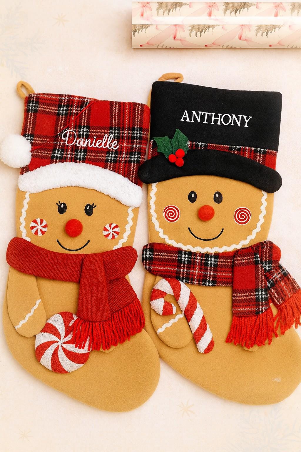 Gingerbread Stockings, Personalized With Embroidery, for Kids and ...