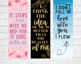 Printable VERITY Bookmark Set, Colleen Hoover COHO Bookmarks - Etsy