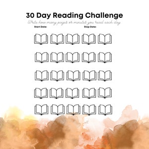 30 Day Reading Challenge/fall Themed/reading Journal Insert - Etsy