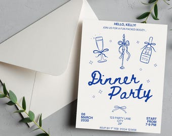 Dinner Party Invitation Template | Customizable Invite (digital ...