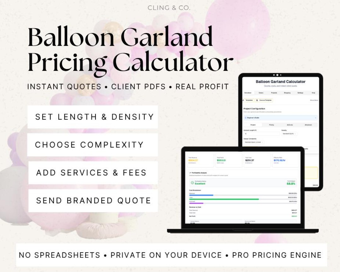 Balloon Garland Pricing Calculator – Instant Quote Generator, PDF ...