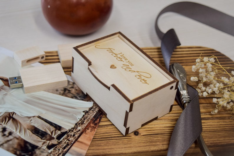 Wooden USB box wedding USB flash drive with engraving | Etsy