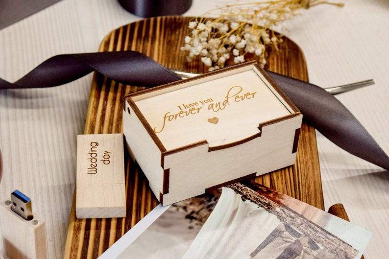 Wooden USB box wedding USB flash drive with engraving | Etsy