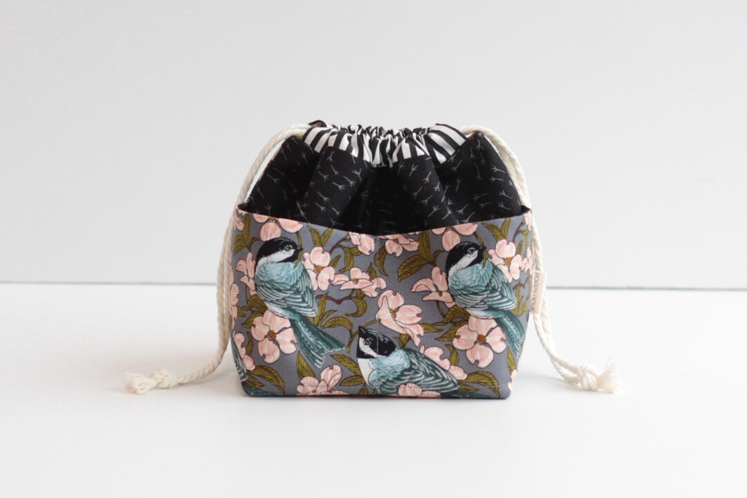 Mini Drawstring Pouch With Chickadees - Nature-inspired Handmade Gift ...