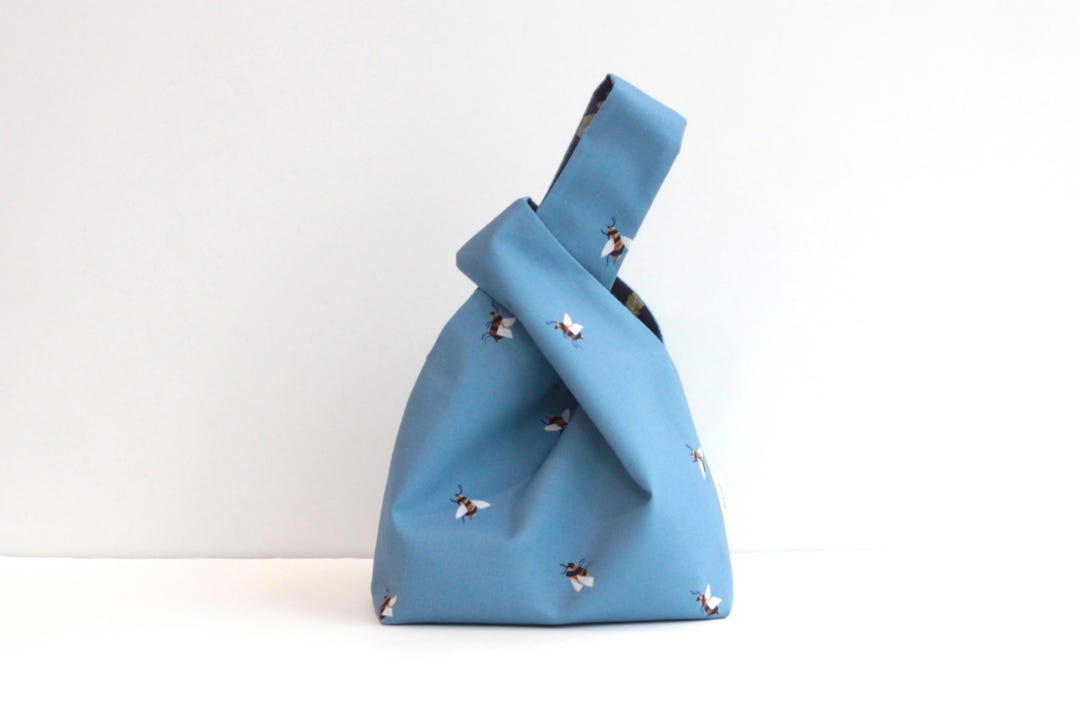 Small Knot Bag With Honeybees and Dandelion Flowers, Fabric Pouch With ...