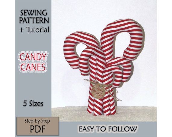 Christmas Candy Cane Sewing Pattern Stuffed Ornaments PDF - Etsy