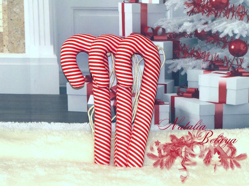 PDF Sewing Pattern, Christmas Candy Cane Pattern, Stuffed Ornaments ...