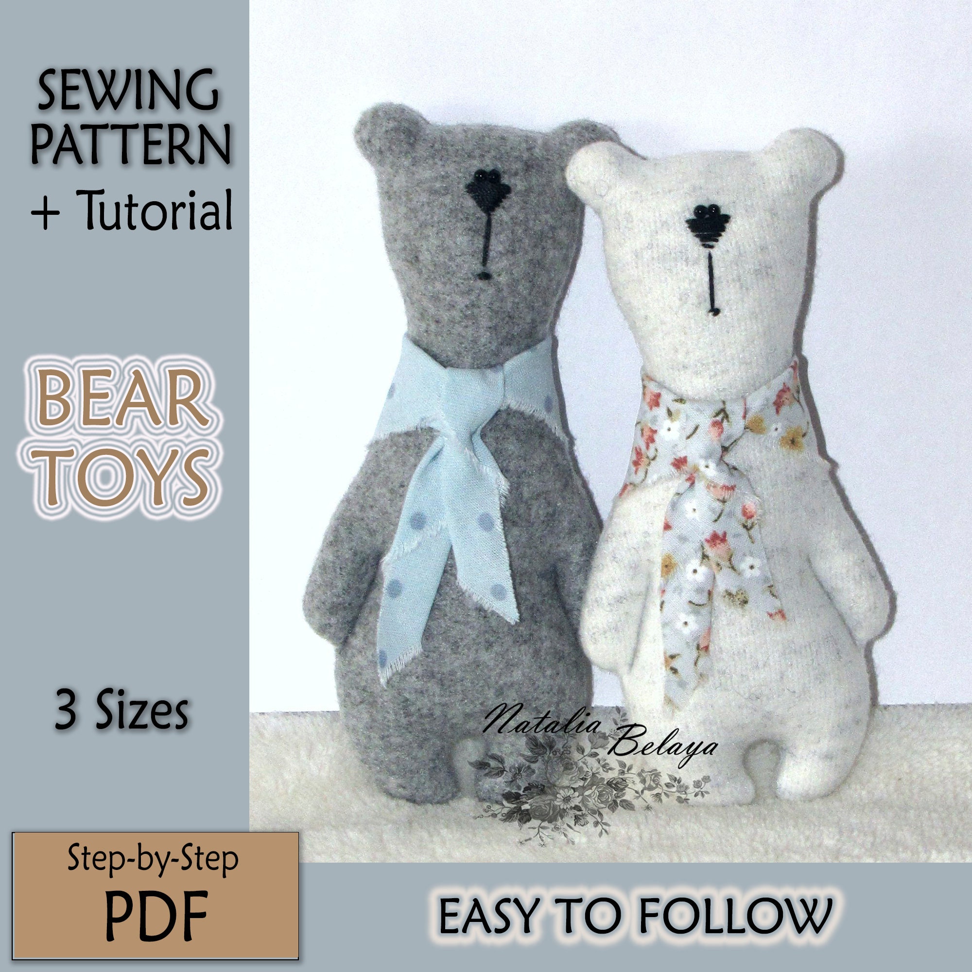 Easy Toy PDF Pattern, Bear Sewing Pattern, Stuffed Animal Pattern, How ...