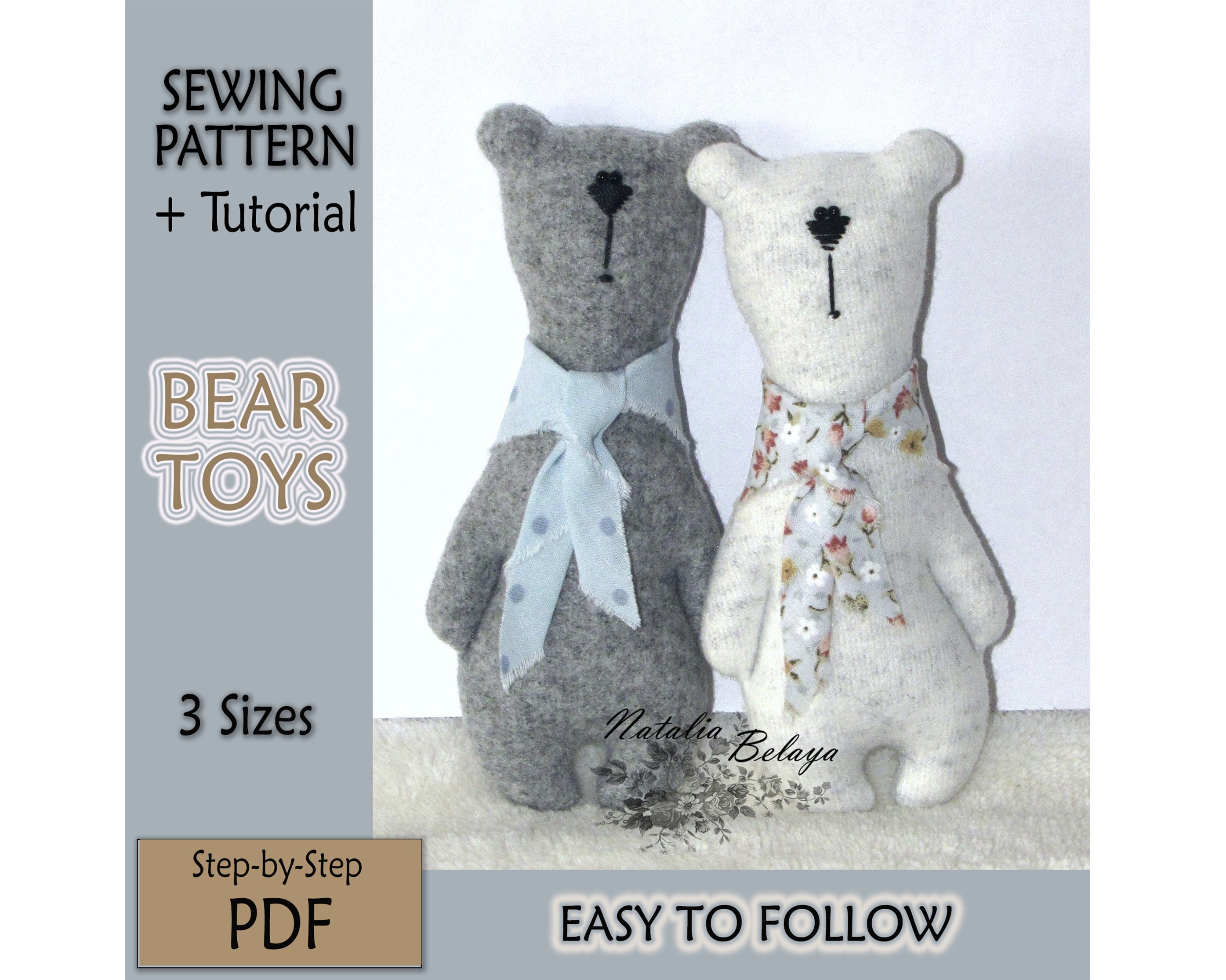 Easy Toy PDF Pattern, Bear Sewing Pattern, Stuffed Animal Pattern, How ...