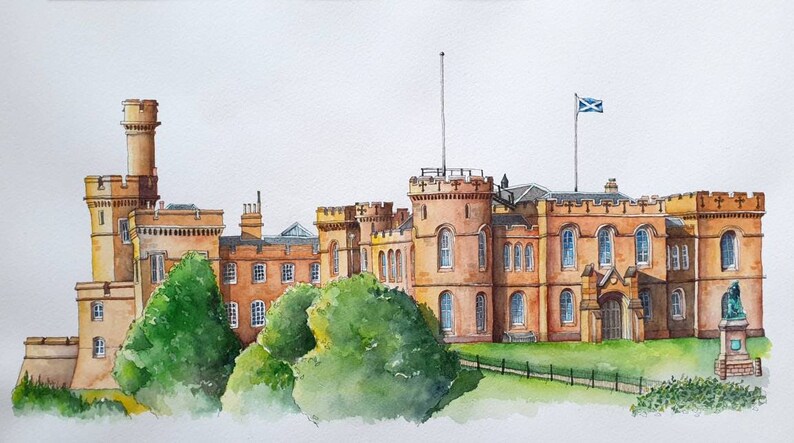 Inverness Castle Print in Mount, Inverness Painting, Scotland Art, - Etsy