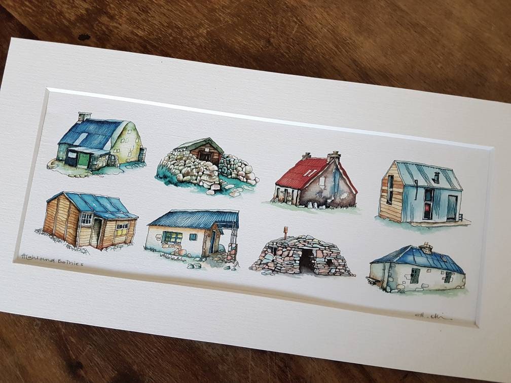 Scottish Bothies Print - Mounted, Includes Camban Bothy, Ryvoan Bothy ...
