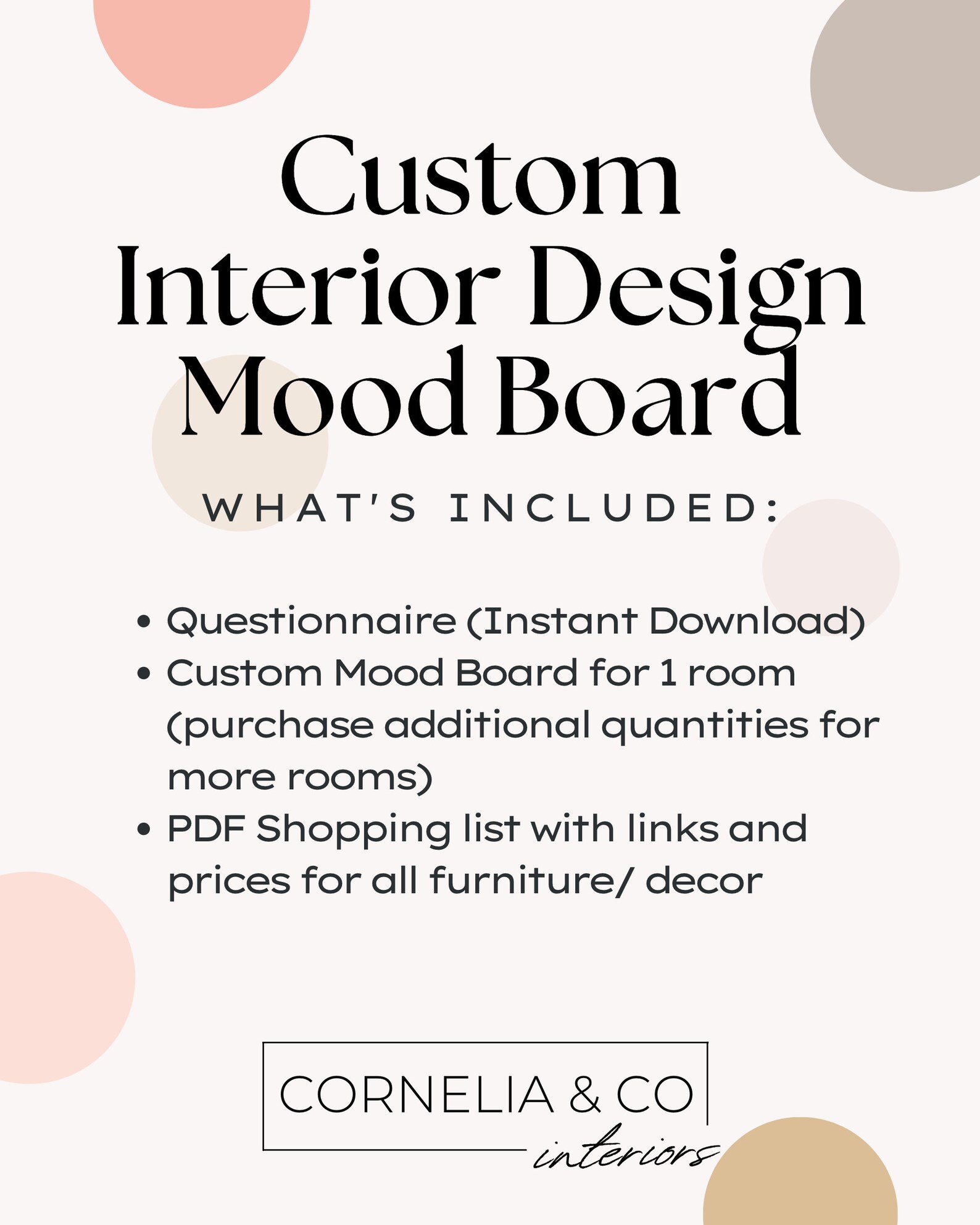 Custom E-design Mood Board Interior Design for Single Room - Etsy
