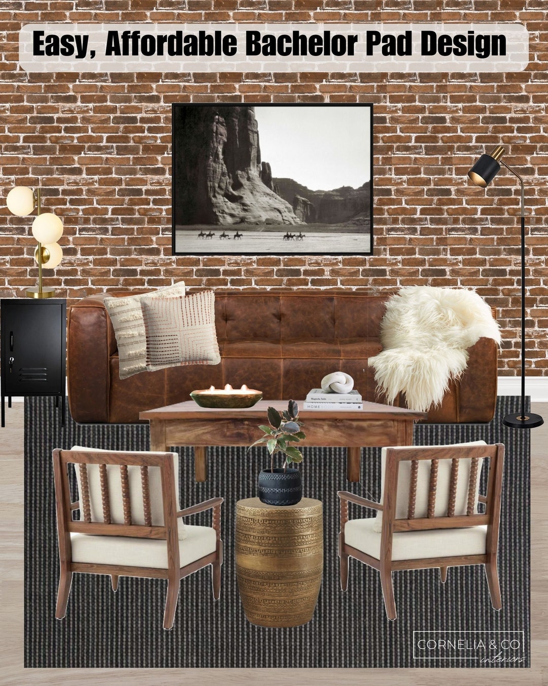 Bachelor Pad Custom E-design Mood Board Masculine Interior - Etsy