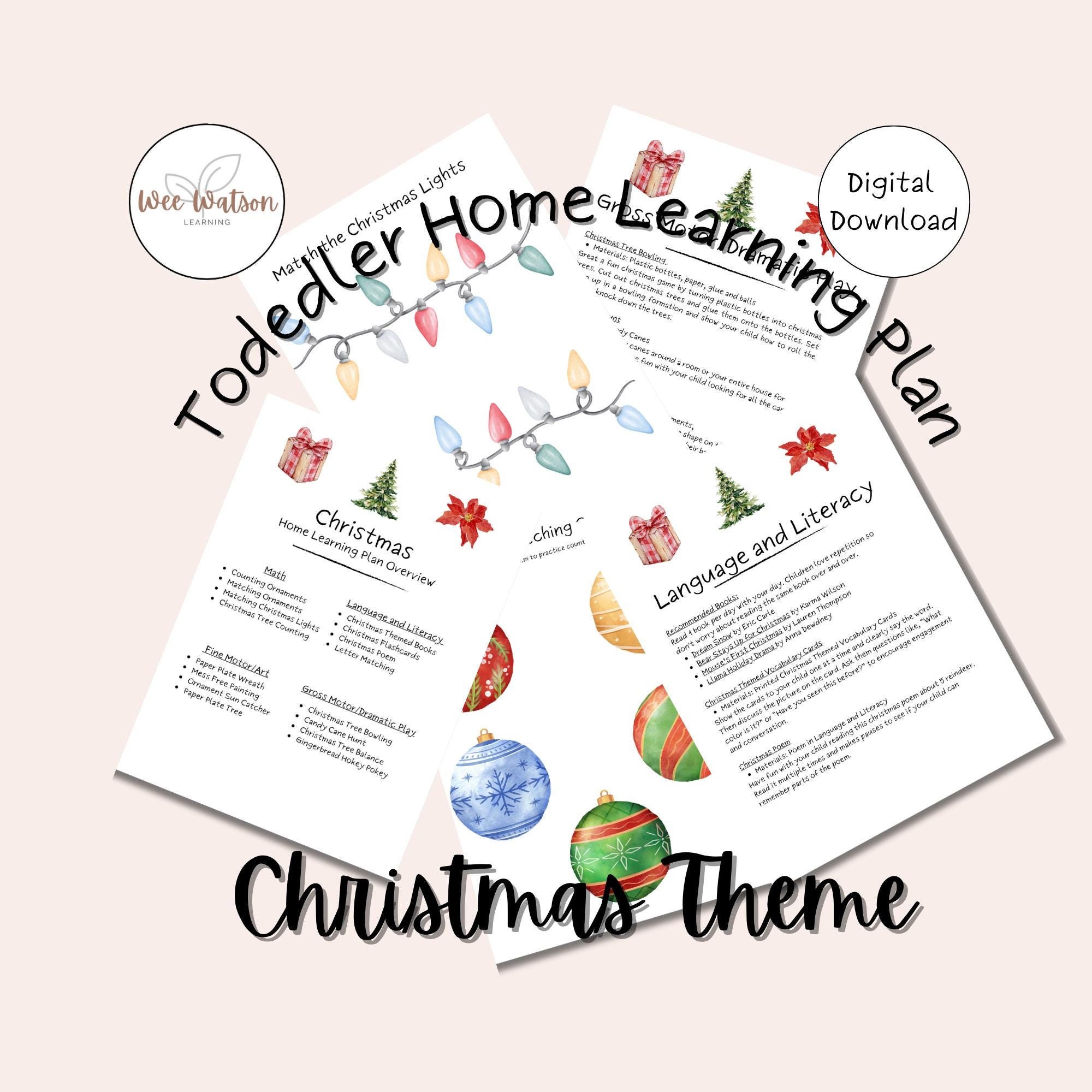 Christmas Toddler Learning Plan: Homeschool Curriculum (PDF) - Etsy