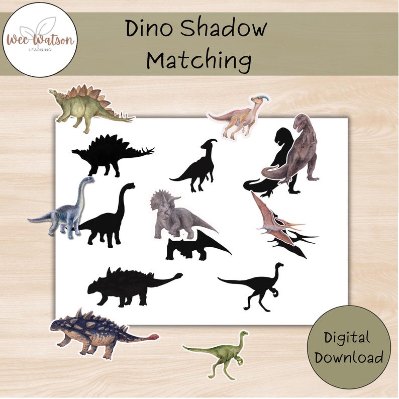 Dinosaur Matching Activity, Dinosaur Printable Activity, - Etsy