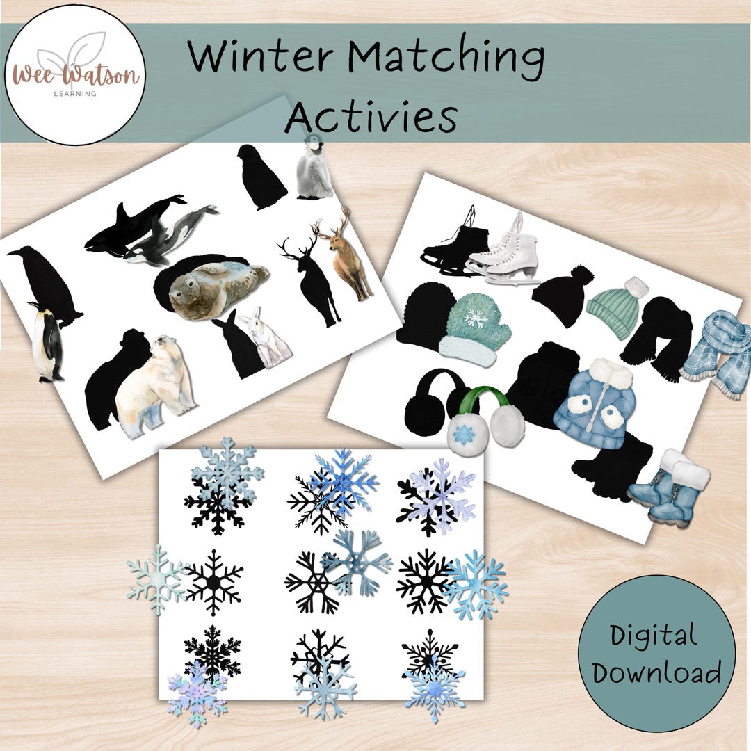 Winter Matching Activity, Preschool Matching Activity, - Etsy