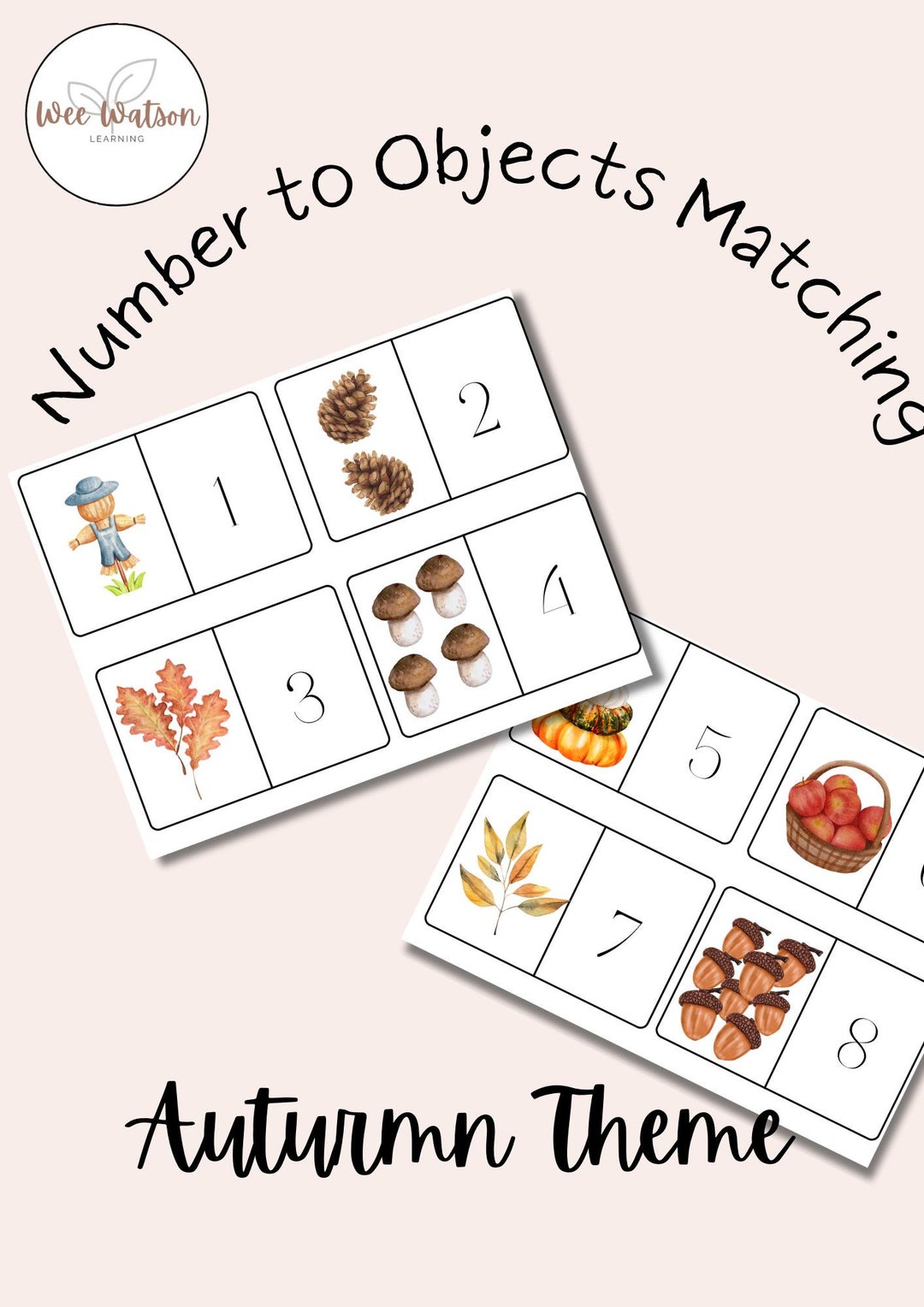 Autumn Number to Object Matching With Watercolor Pictures for ...