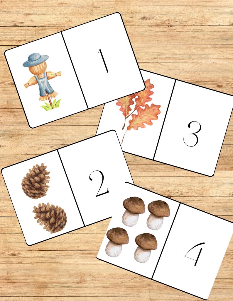 Autumn Number to Object Matching With Watercolor Pictures for ...