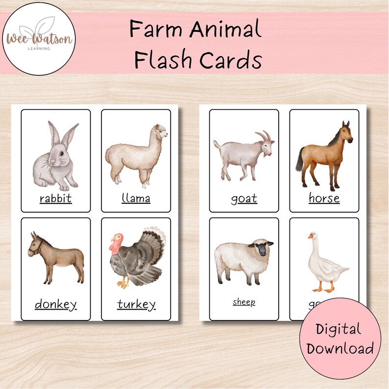Farm Animal Flash Cards | Printable Toddler Learning | Kids Digital ...