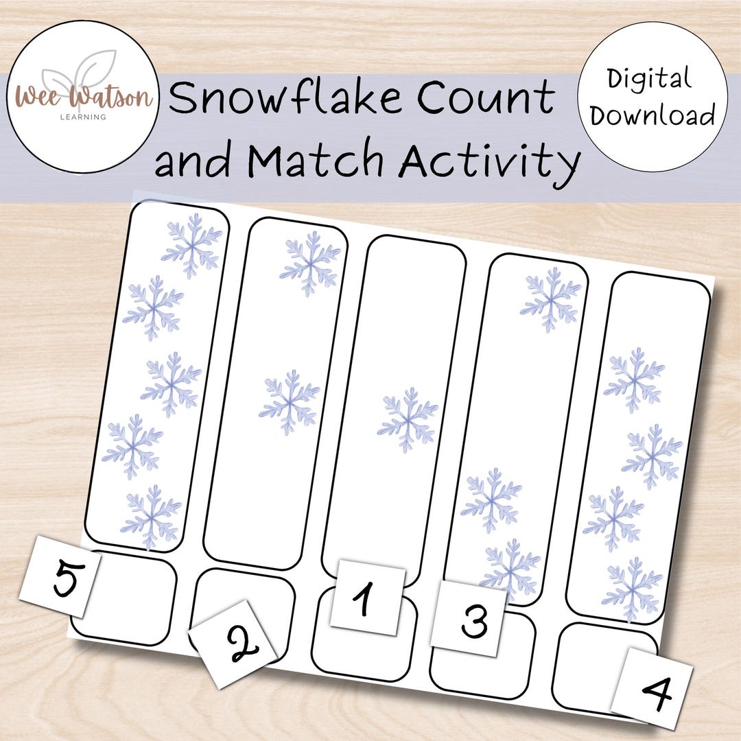Snowflake Count and Match Activity for Preschoolers - Etsy