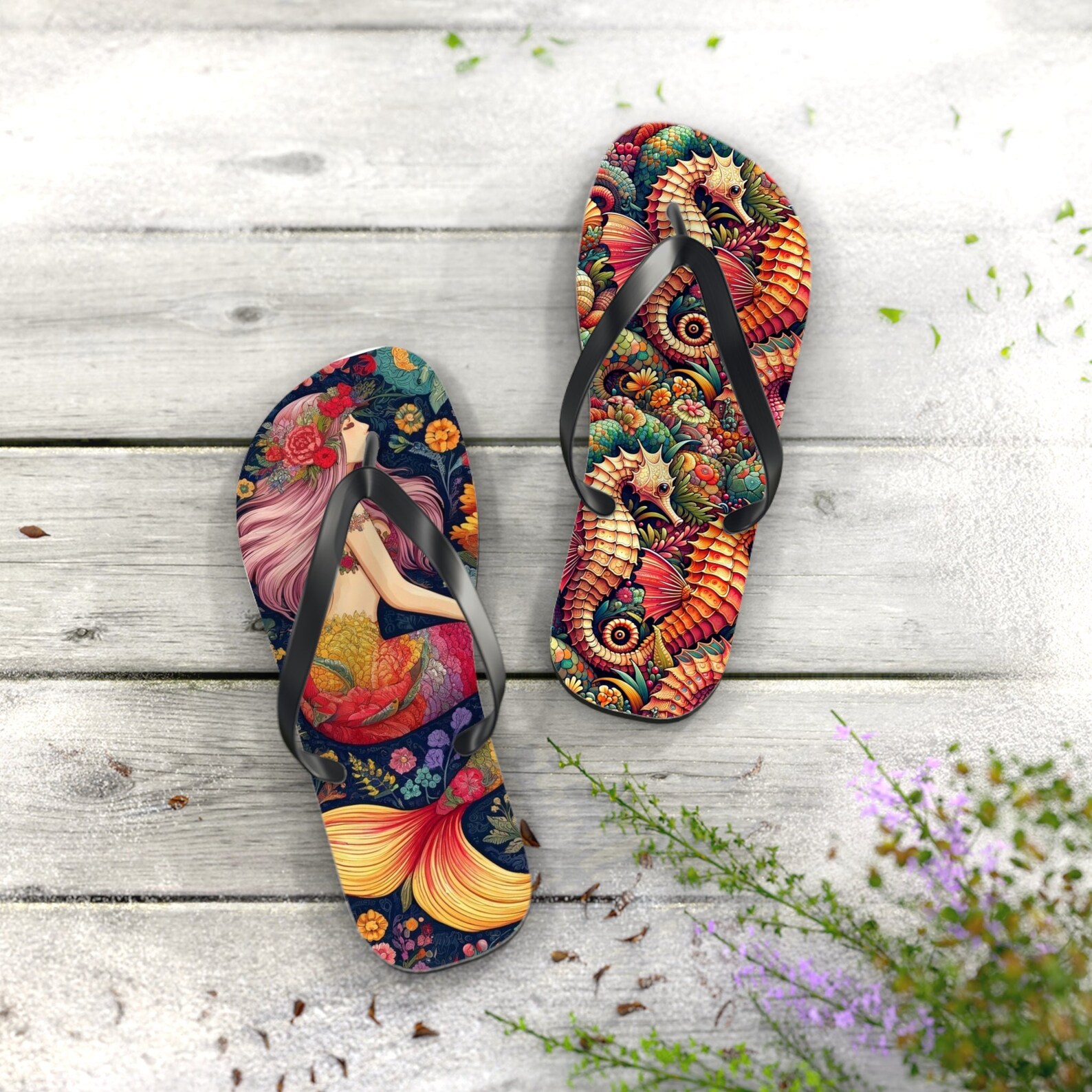 Mermaid: Flip Flops (siren & Sea Dragon) - Etsy