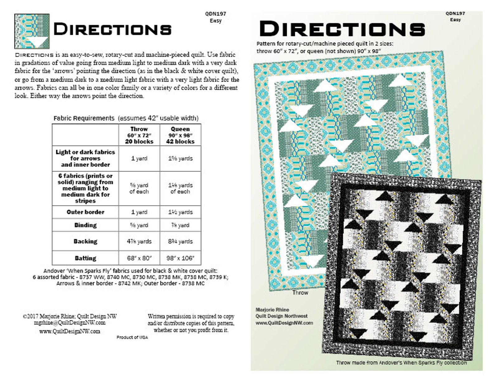 Q197 Directions Quilt pattern in 2 sizes | Etsy