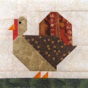Patch Turkey Quilt Block Pattern (make a 6" or 12" Block) - Digital ...