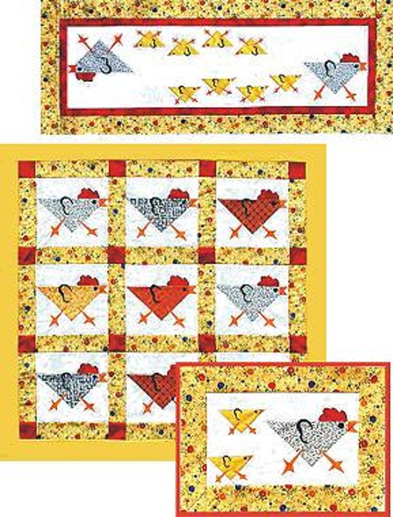 Running Chickens Wall Quilt / Table Runner / Placemats Pattern - Etsy