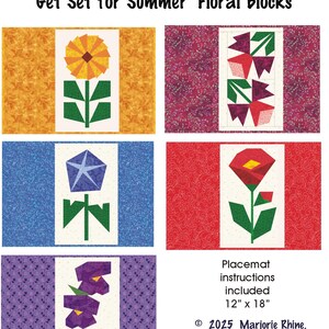 Get Set for Summer Paper Pieced Floral Blocks & Quilted Placemats ...