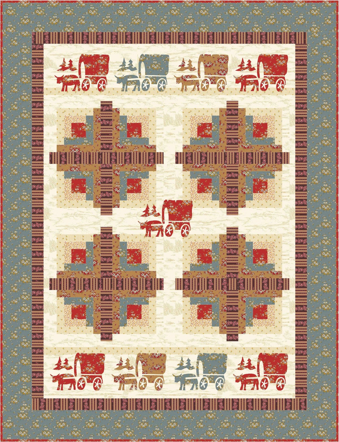 Q188 - Cabin on the Prairie Quilt Pattern; Wagon Train Quilt; Log Cabin ...