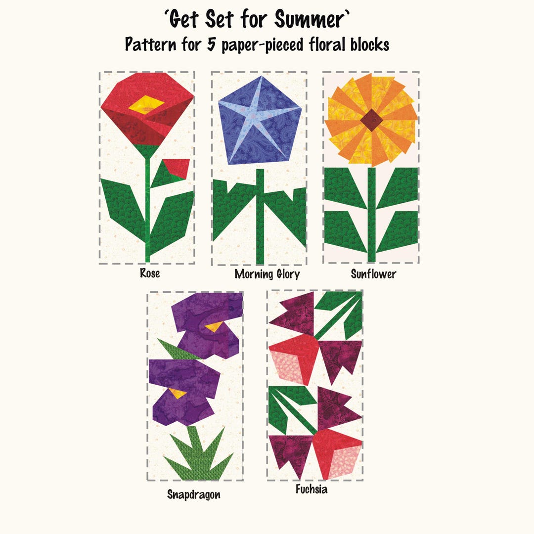 Get Set for Summer Paper Pieced Floral Blocks & Quilted Placemats ...
