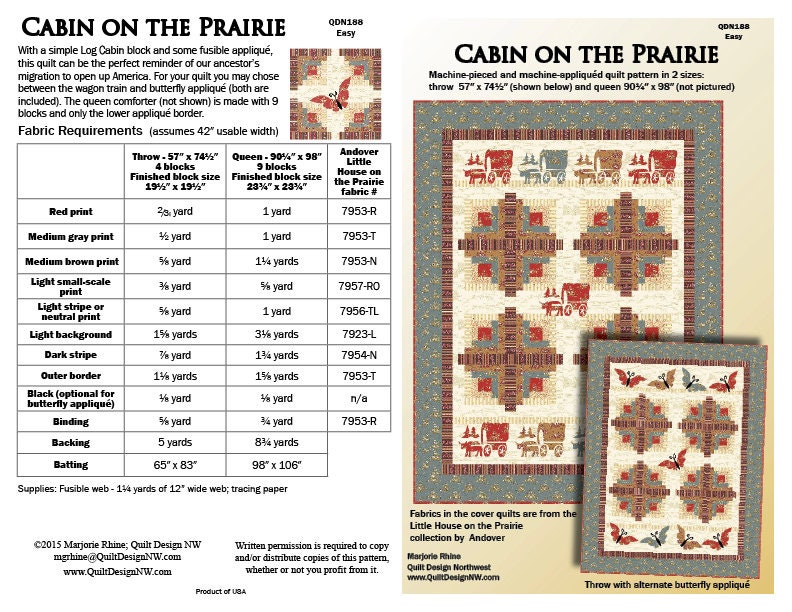 Q188 Cabin on the Prairie Quilt Pattern | Etsy