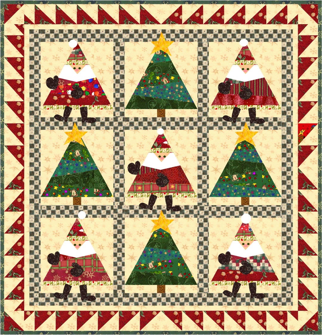 Dance Santa Dance Paper-pieced Quilt Pattern Placemats Wall Quilt Tree ...