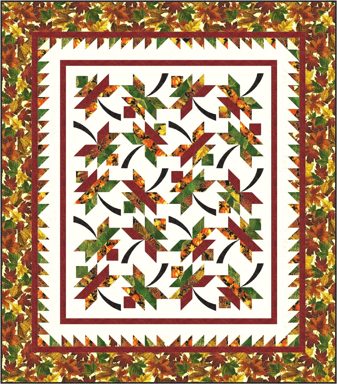 Falling Into Autumn Quilt Pattern (throw, Table Runner Placemats ...
