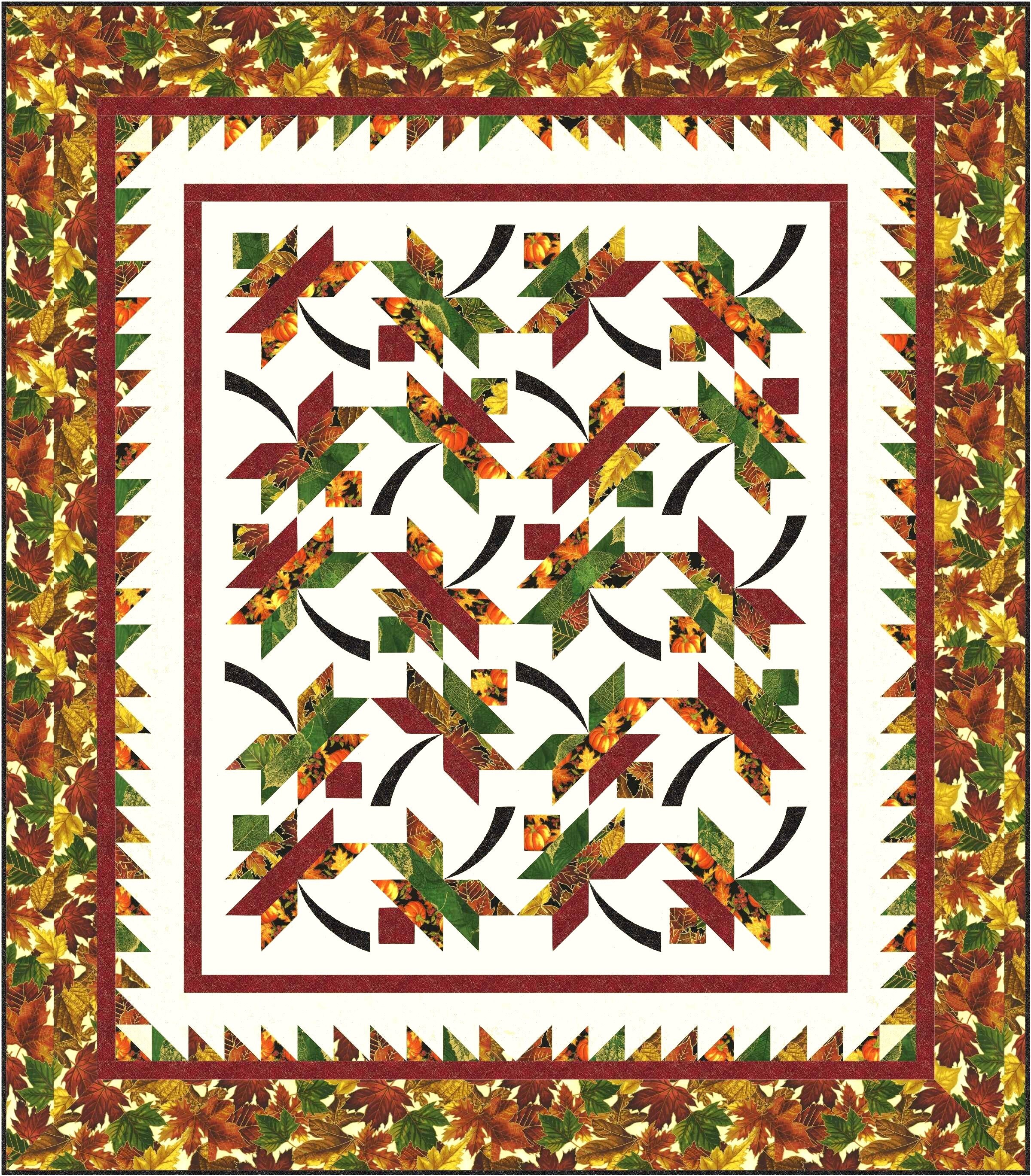 Falling Into Autumn Quilt Pattern (throw, Table Runner Placemats ...