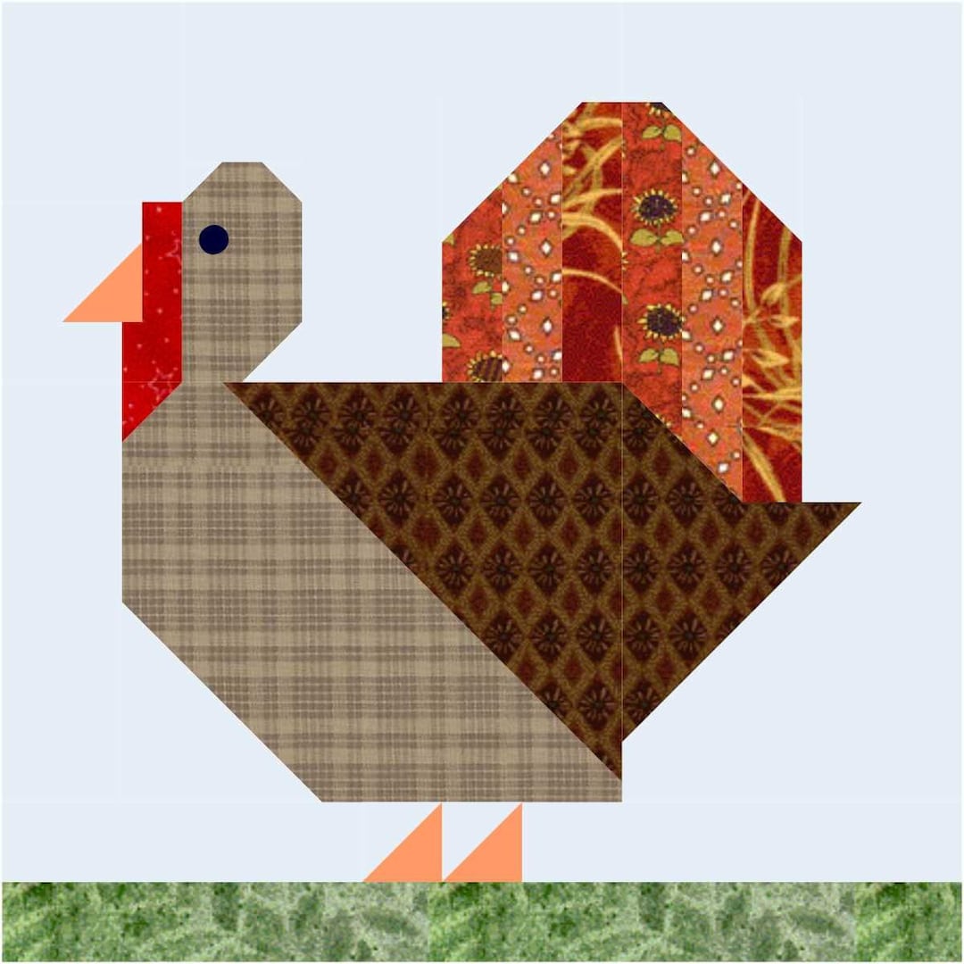 Patch Turkey Quilt Block Pattern (make a 6" or 12" Block) - Digital ...