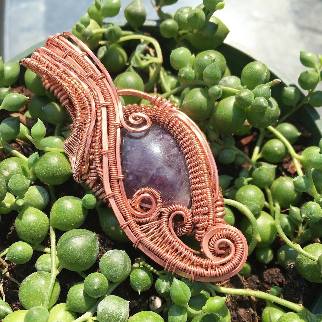 Syncretic // Amethyst & Copper Heady Wire Wrap Pendant // Handmade ...