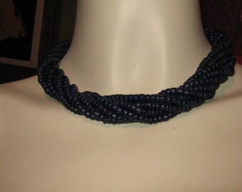 Beaded blue necklace | Etsy