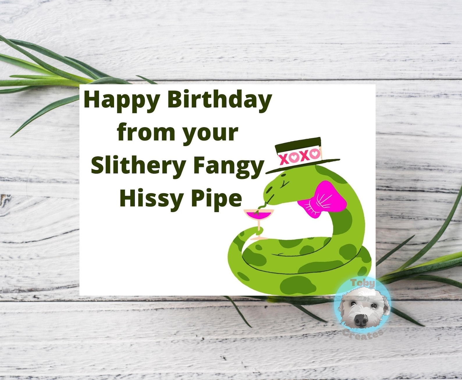 Snake Birthday Card, Funny Snake Card, Snake Greeting Card, Snake Lover ...